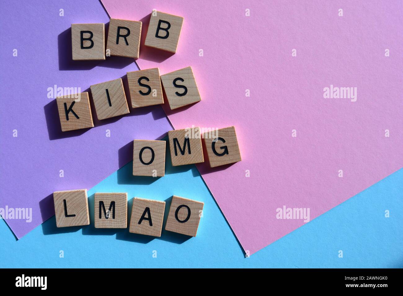 Internet slang, acronyms on a colourful background with copy space ...