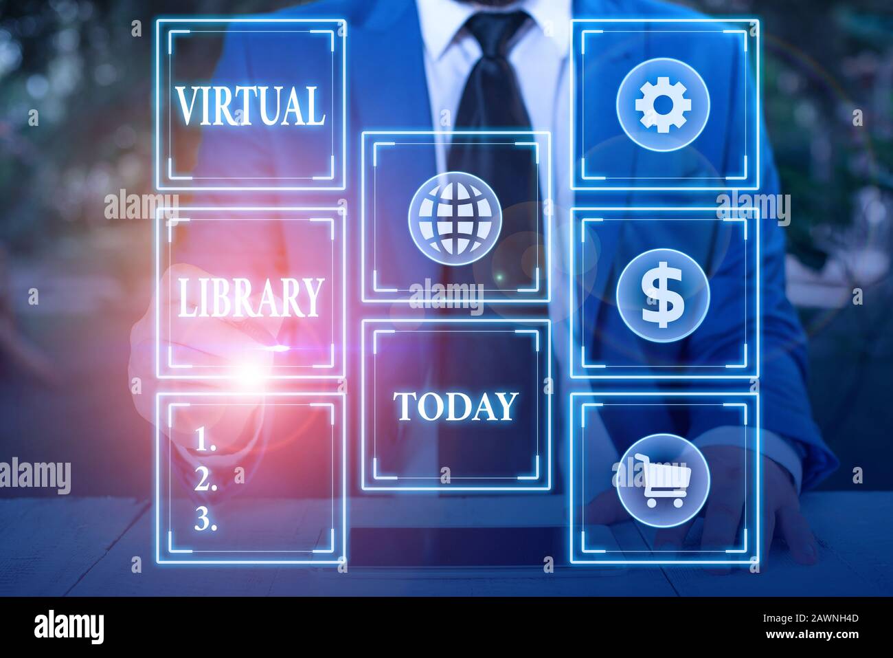 Handwriting text Virtual Library. Conceptual photo collection of ...