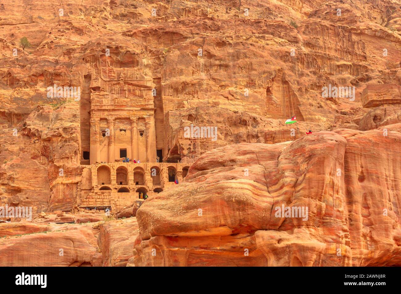 Petra in Jordan. Facade of Roman soldier's tomb so called Urn tomb, the ...