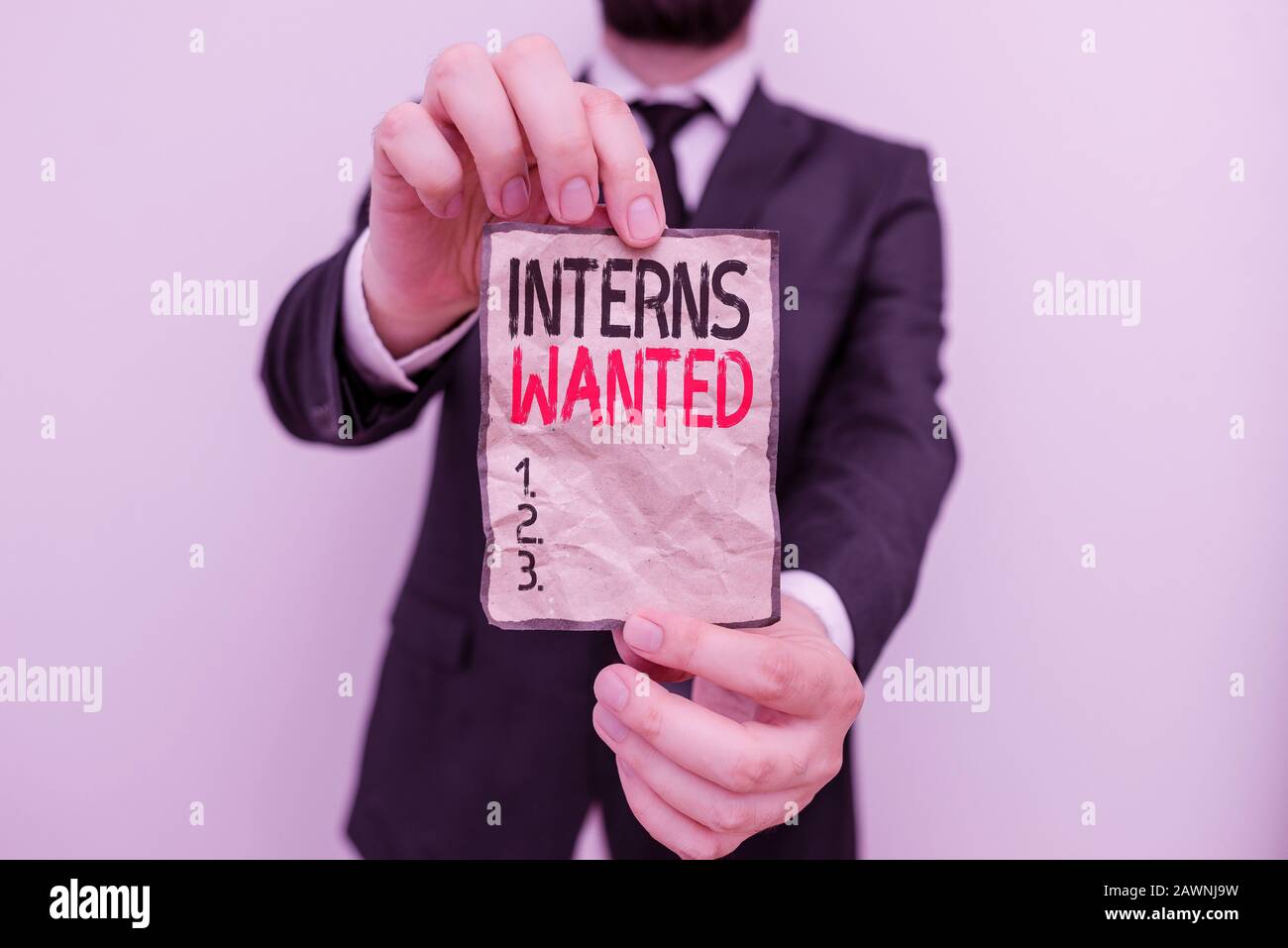 Text sign showing Interns Wanted. Business photo showcasing temporary ...