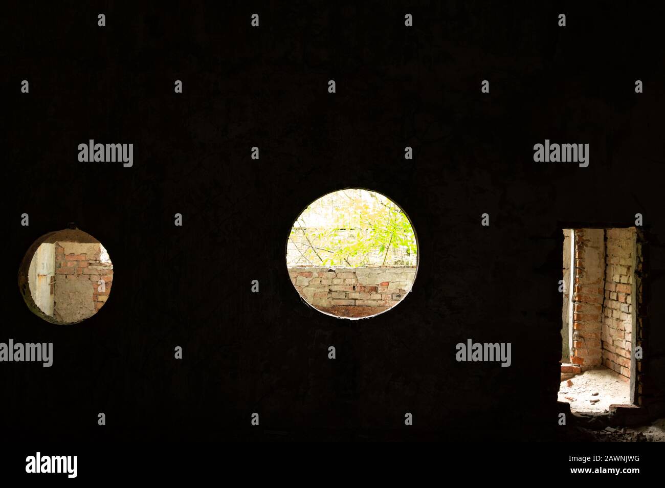 Architectural abstraction. Unusual shapes in the wall Stock Photo - Alamy