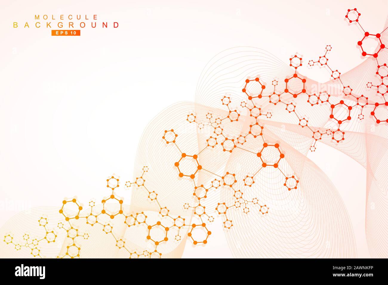 Science network pattern, connecting lines and dots. Technology hexagons ...