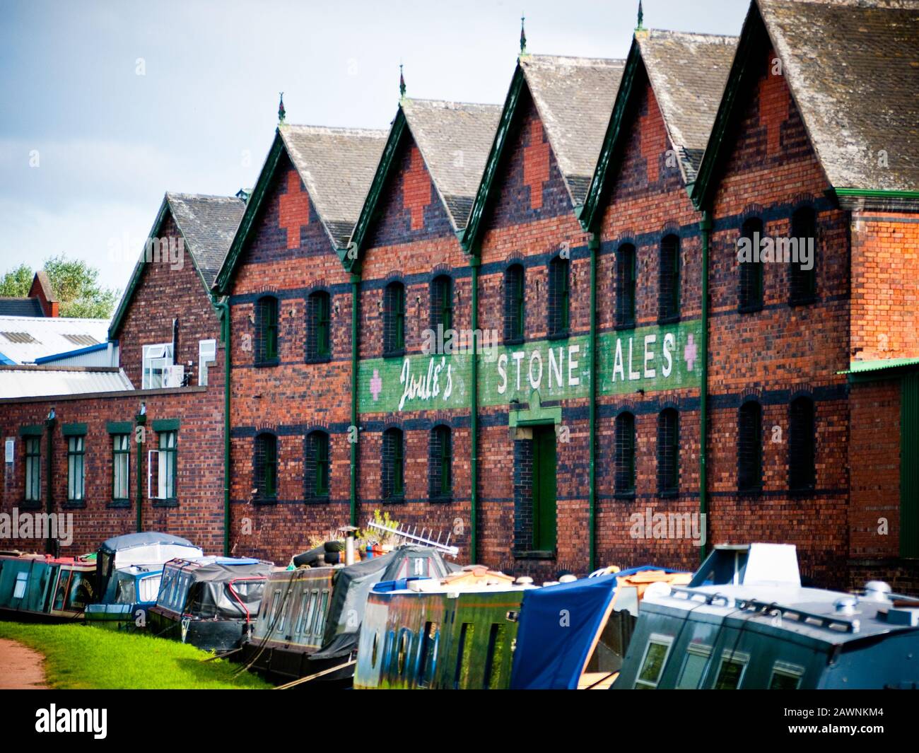 Old Joules brewery buildings beside the Trent and Mersey Canal at Stone ...