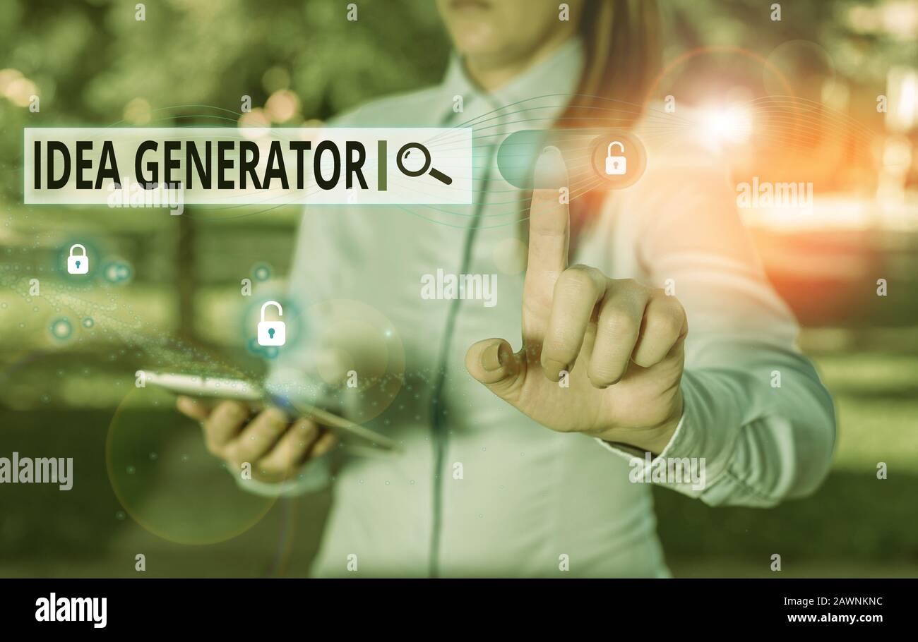 Writing note showing Idea Generator. Business concept for process of ...