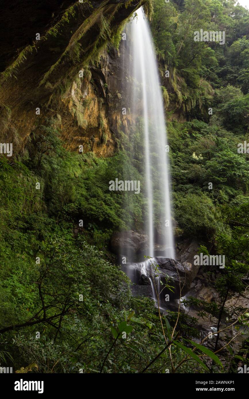 Scenic view of the tall Motian Waterfall along the Sandiaoling ...