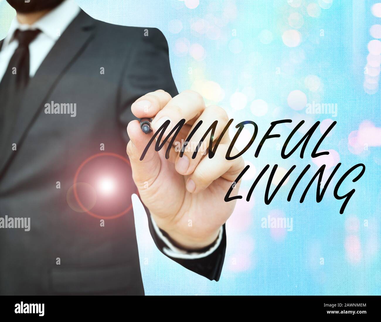 Conceptual hand writing showing Mindful Living. Concept meaning Having ...
