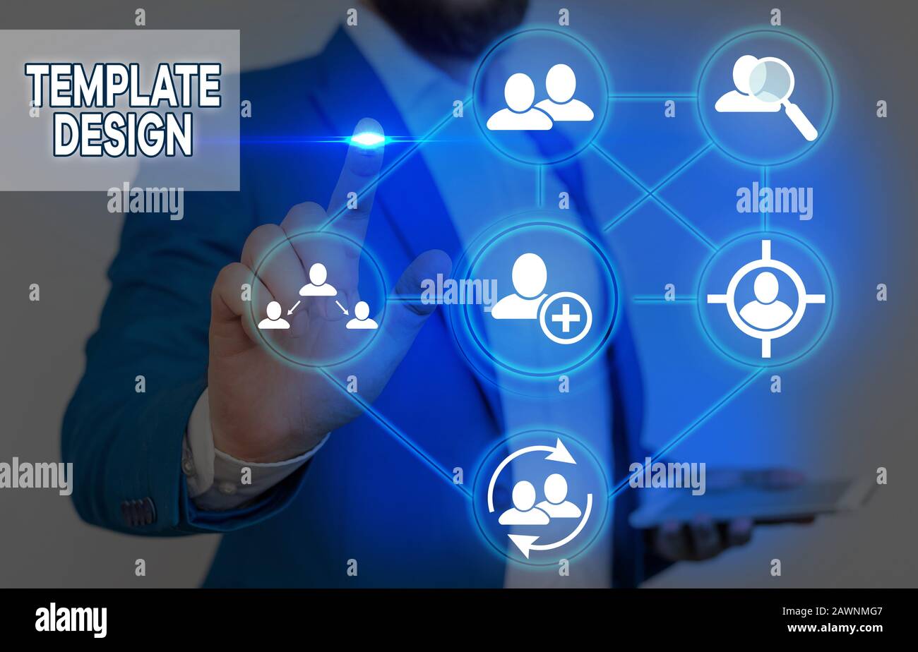 Conceptual hand writing showing Template Design. Concept meaning an overall layout or blueprint ...
