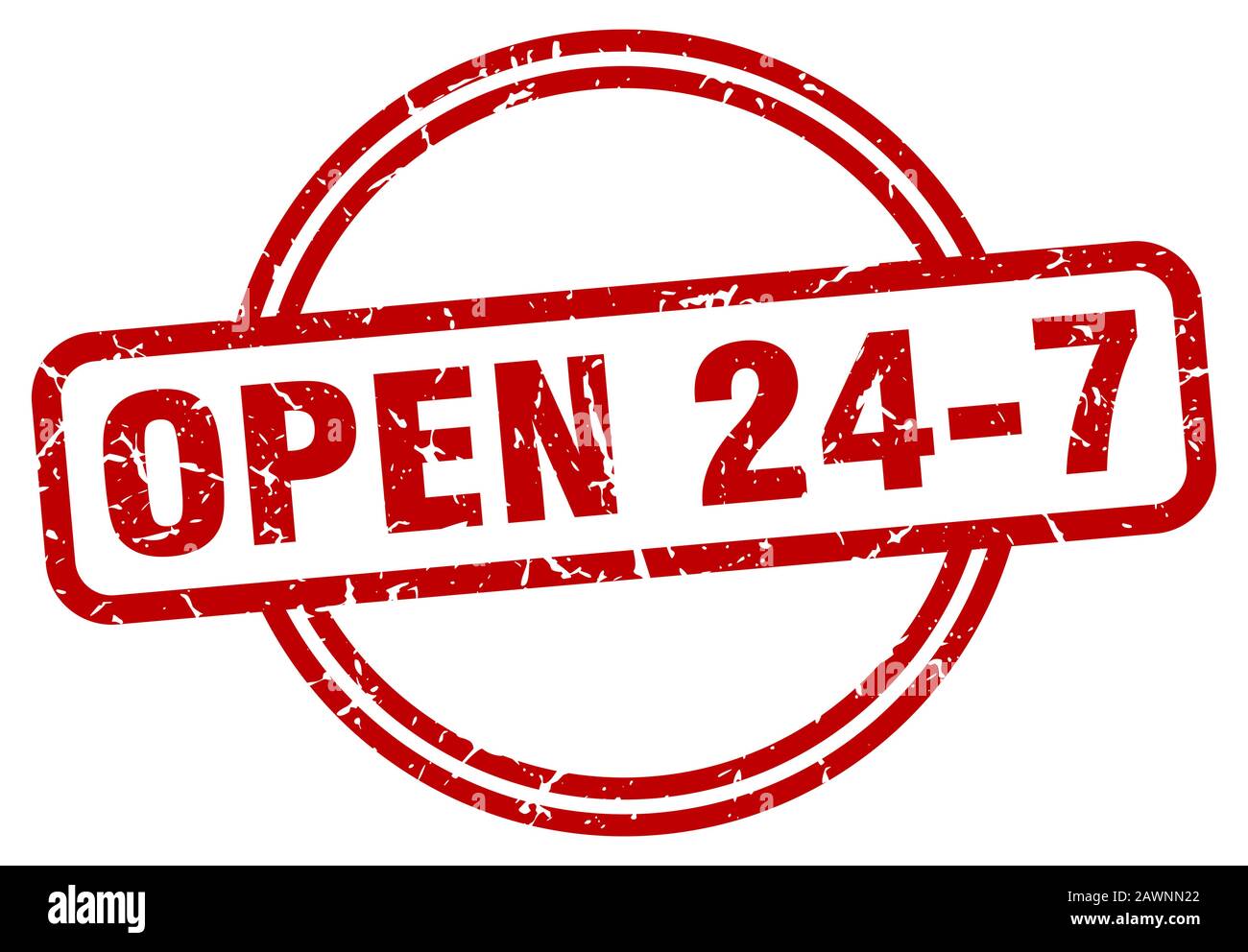 open 24 7 stamp. open 24 7 round vintage grunge sign. open 24 7 Stock ...