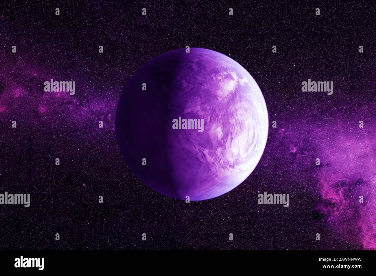 Fantastic exoplanet of violet color. Elements of this image were ...