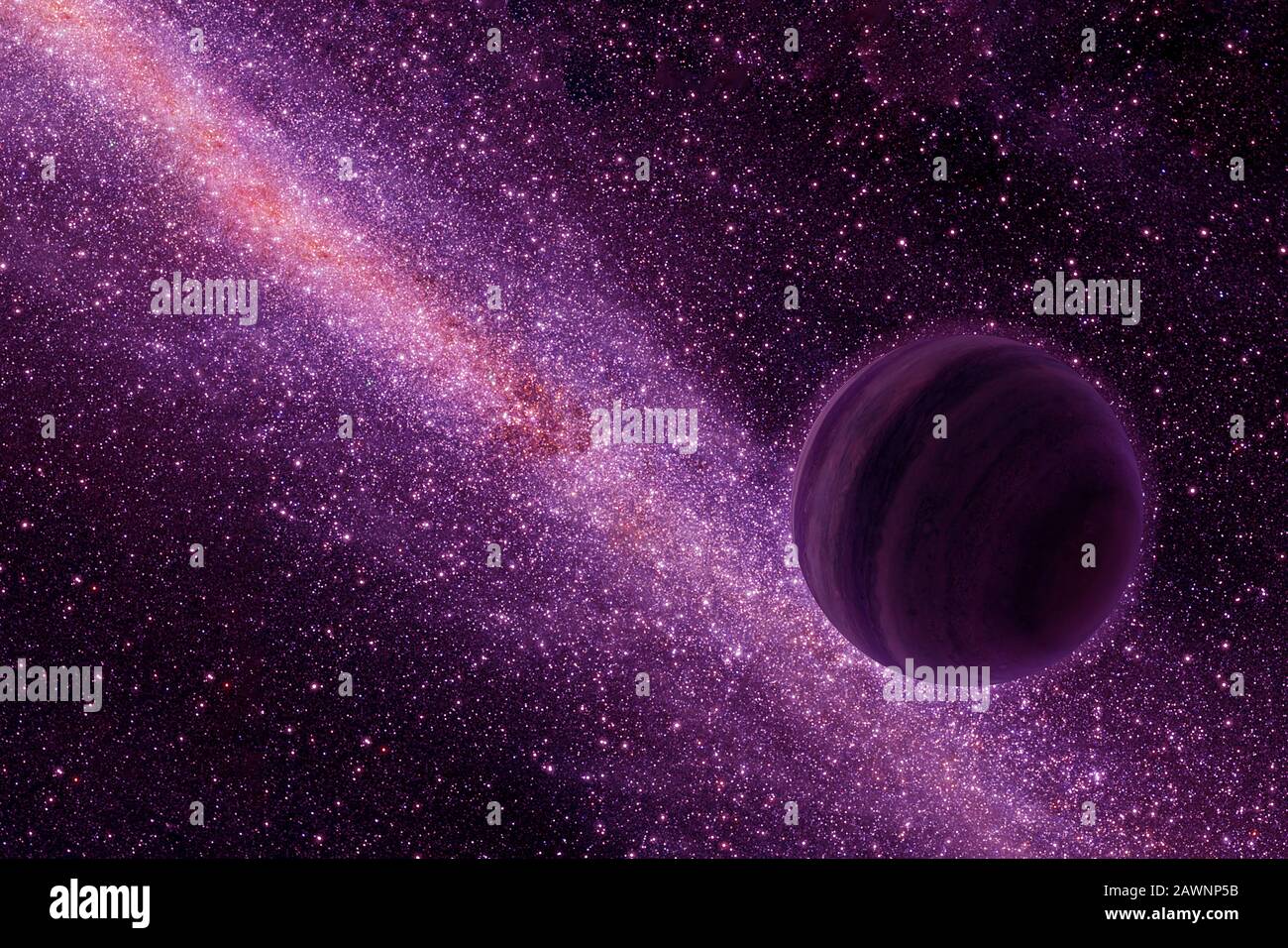 Fantastic exoplanet of pink color. Elements of this image were ...