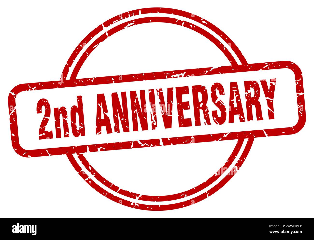 2nd anniversary stamp. 2nd anniversary round vintage grunge sign. 2nd ...