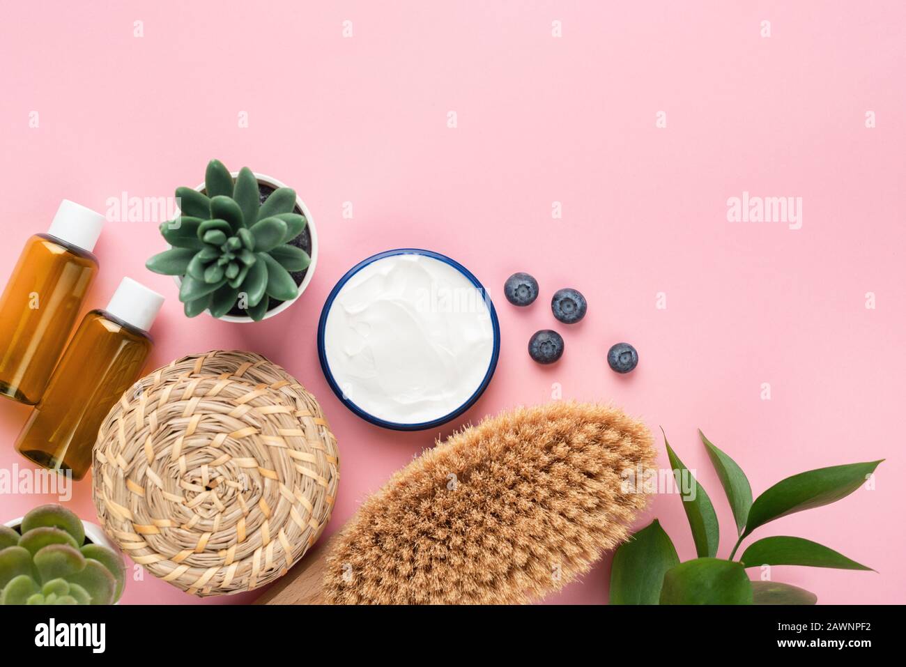 Beauty Spa And Wellness Theme Objects On Pink Background. Flat Lay ...
