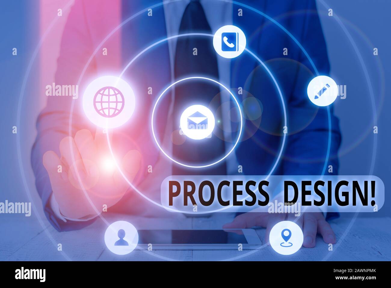 Conceptual hand writing showing Process Design. Concept meaning process of originating and ...