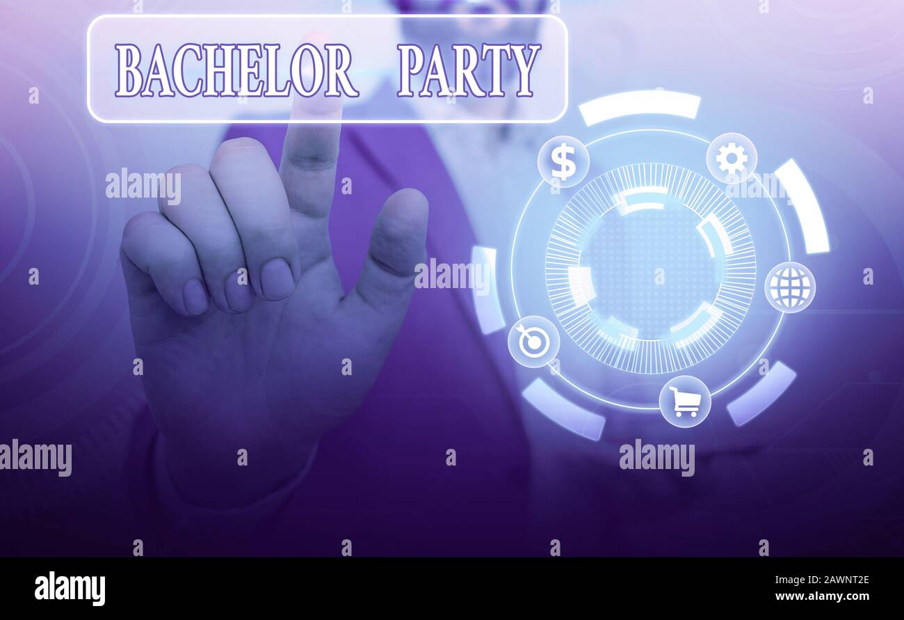 Conceptual hand writing showing Bachelor Party. Concept meaning a party ...