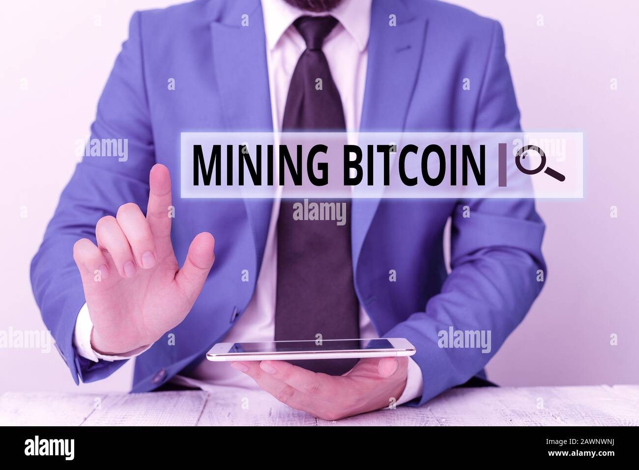 Text sign showing Mining Bitcoin. Business photo showcasing processing ...