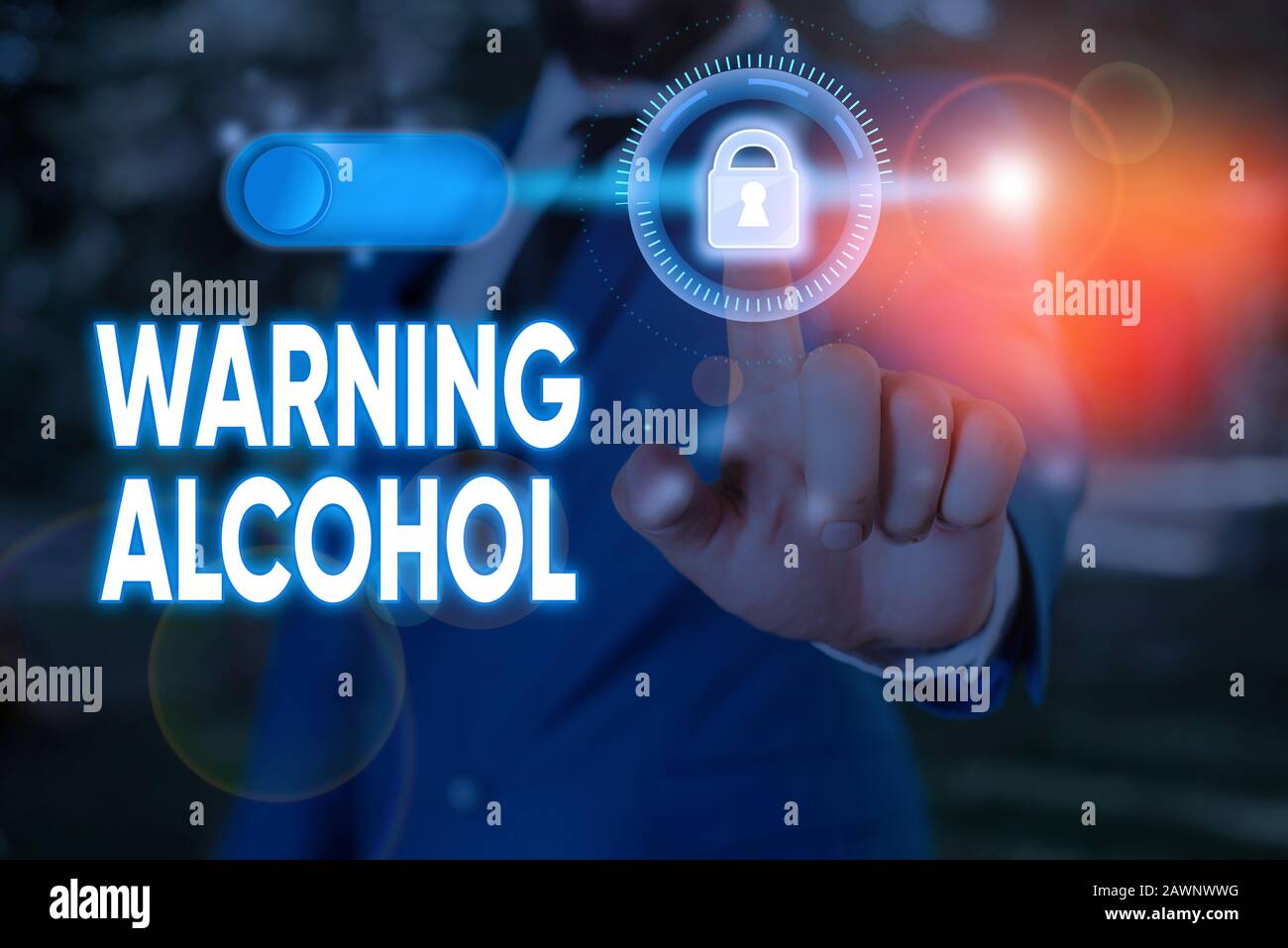 Writing note showing Warning Alcohol. Business concept for messages ...