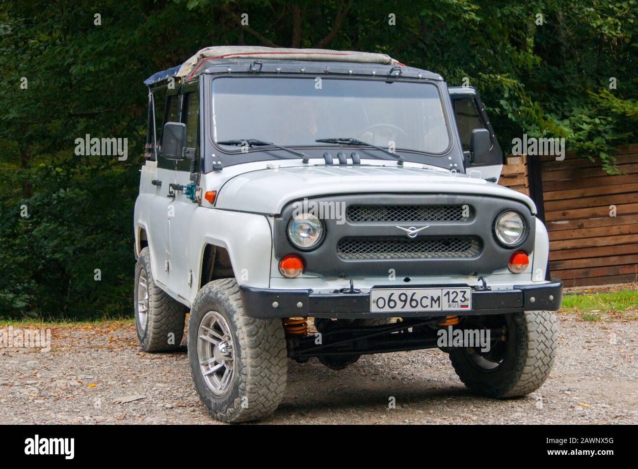 Russian jeep is a four-wheel-drive car with very good passability ...