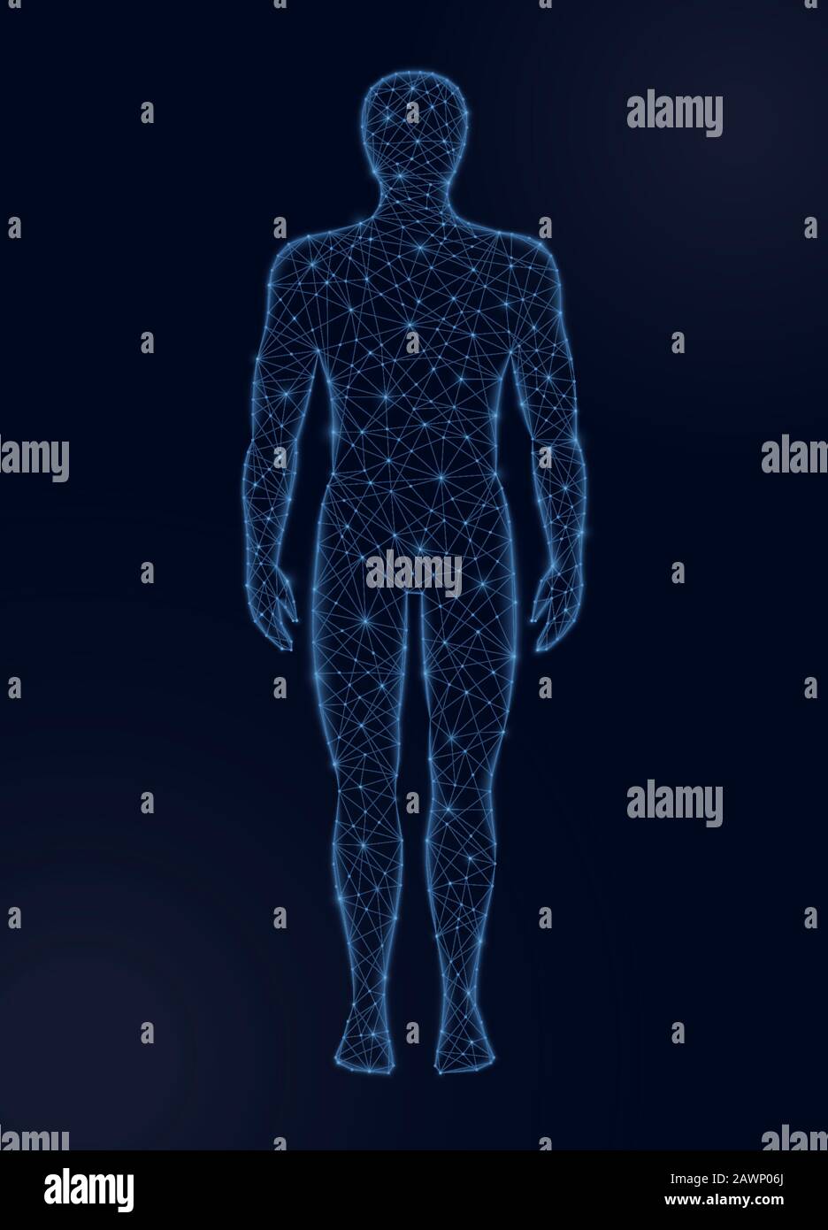 Human body low poly vector illustration on dark background. Medicine ...