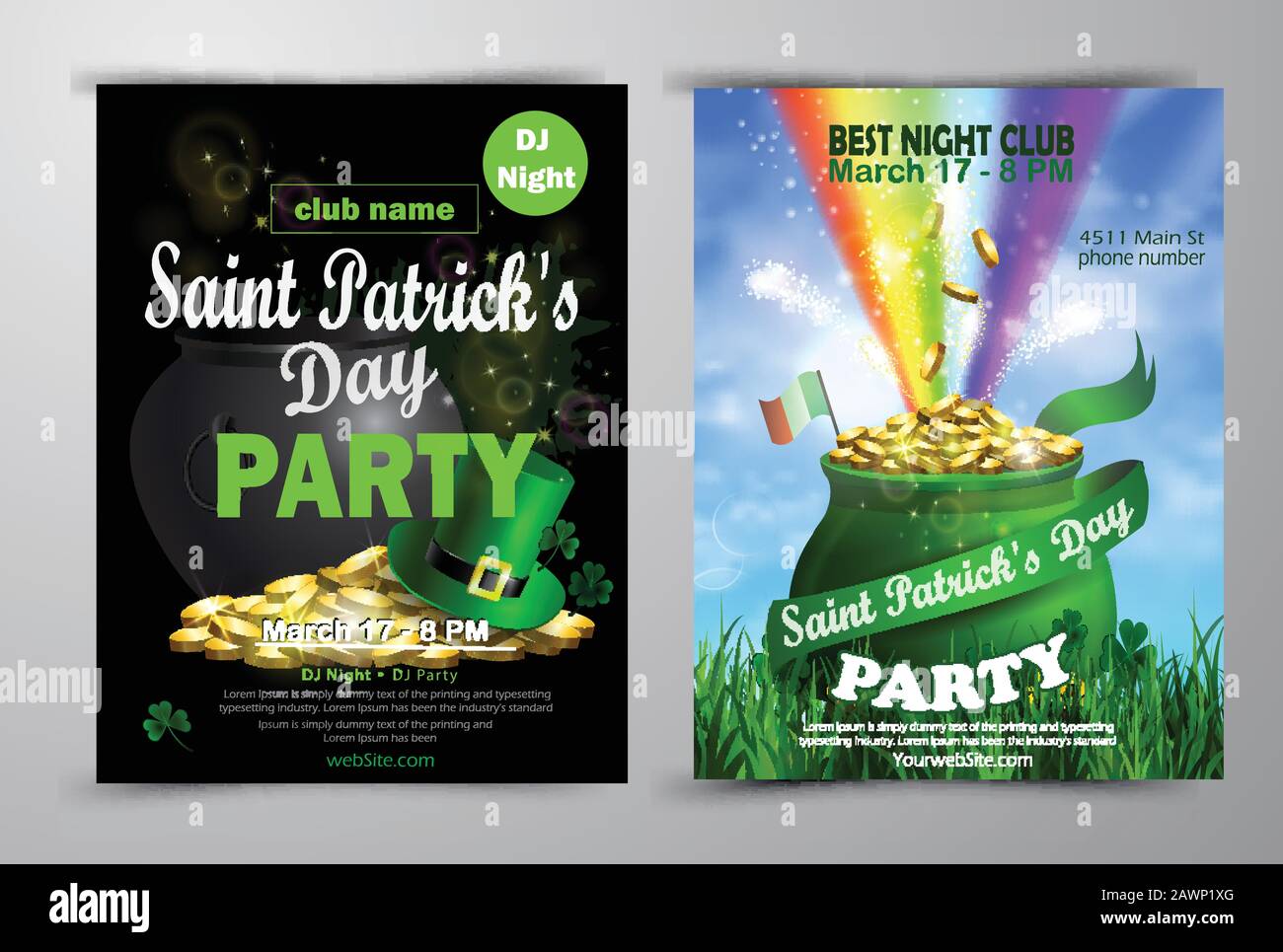 St. Patrick's Day poster set Vector illustration Stock Vector Image ...