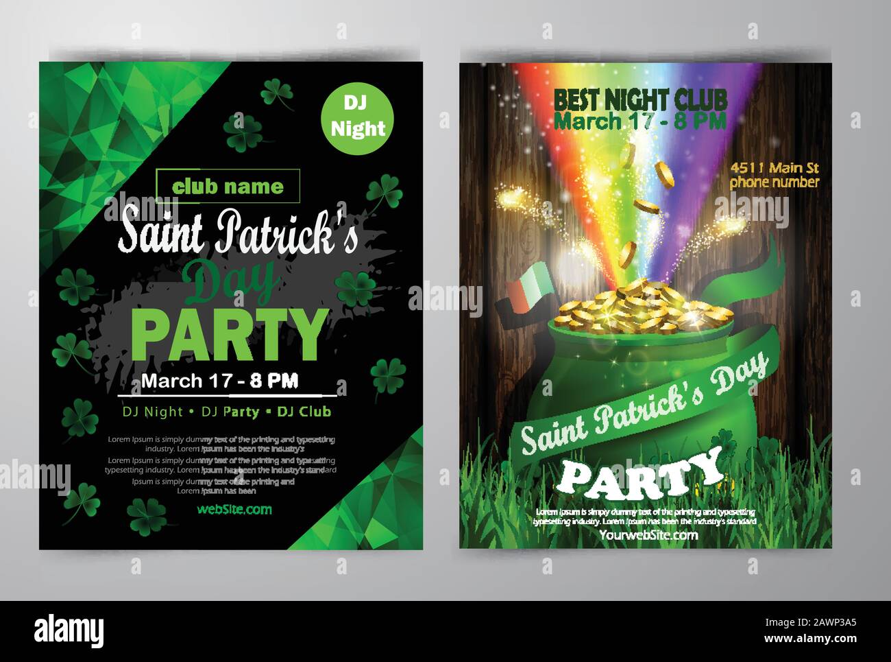 St. Patrick's Day poster set Vector illustration Stock Vector Image ...