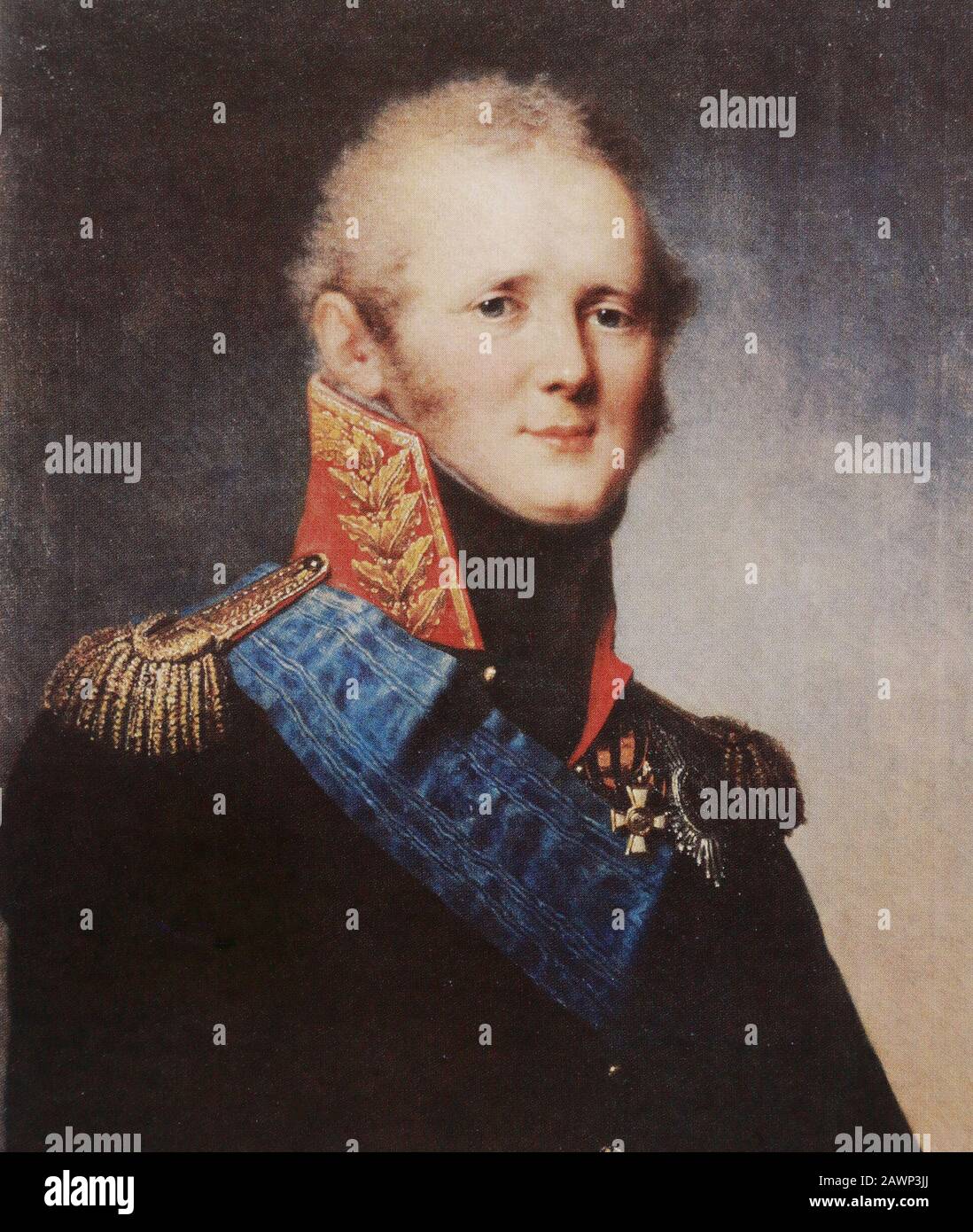 Russian Emperor Alexander I. Painting by S. Schukin, 19th century Stock ...