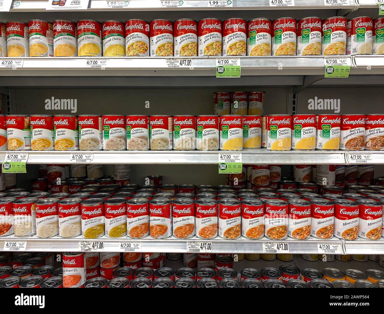 Orlando, FL/USA-2/6/20: The Campbells soup aisle at a Publix grocery ...