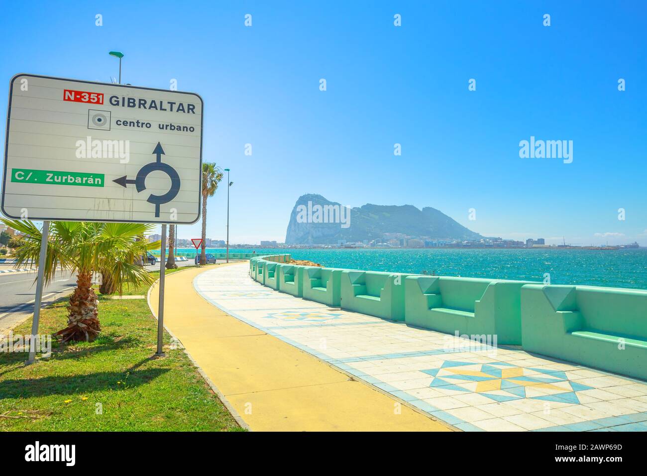 The Rock of Gibraltar, British territory, and its bay view from Spanish ...