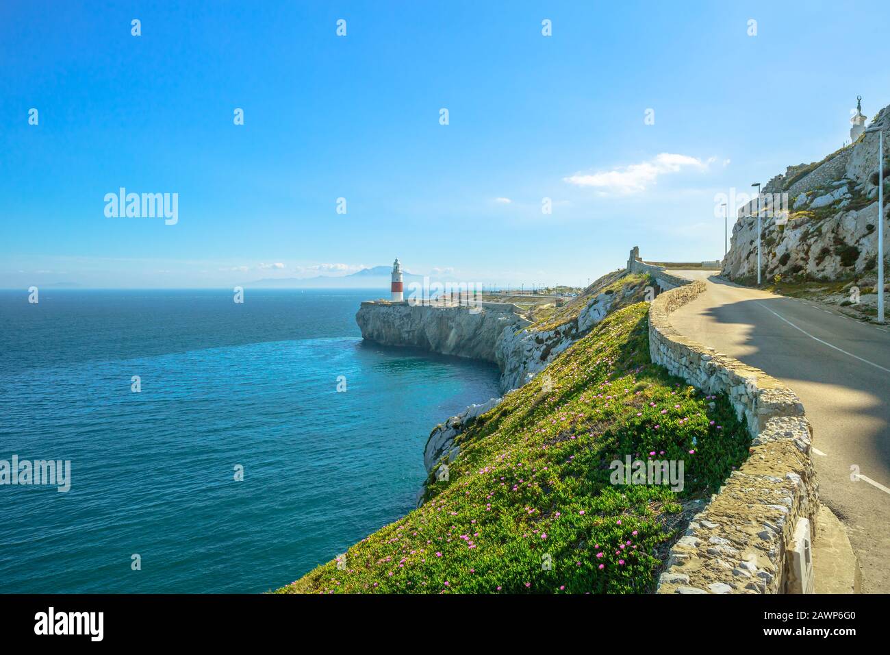 Europa Point with Lighthouse of Gibraltar Rock. Europa Point is the ...