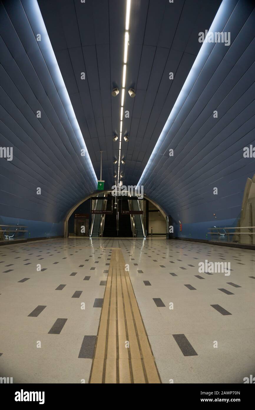 Metro station blue underground transportation Stock Photo - Alamy