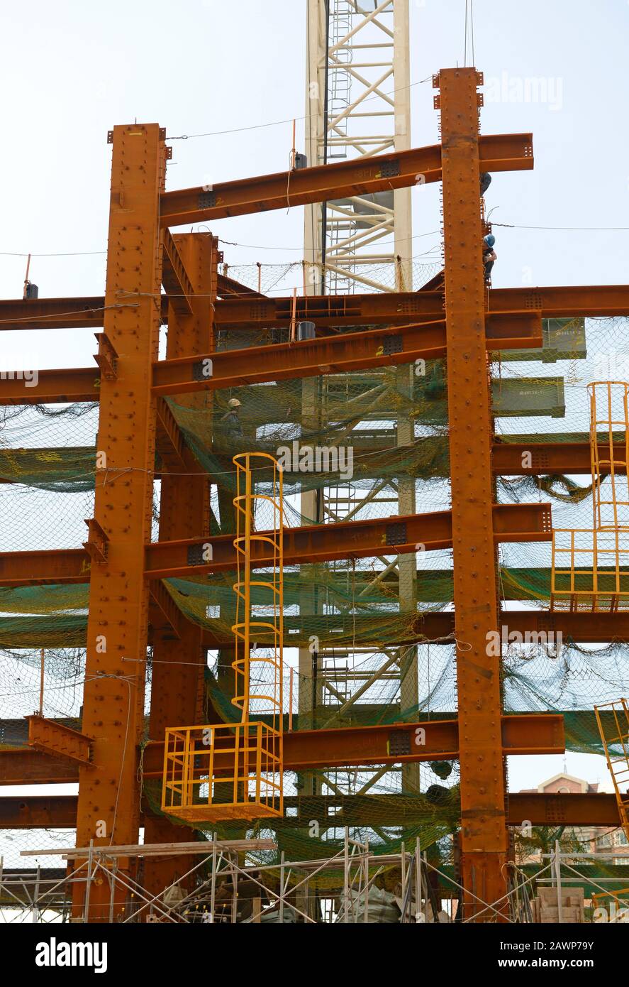 Steel skeleton of a building under construction, Beitou, Taipei, taiwan ...