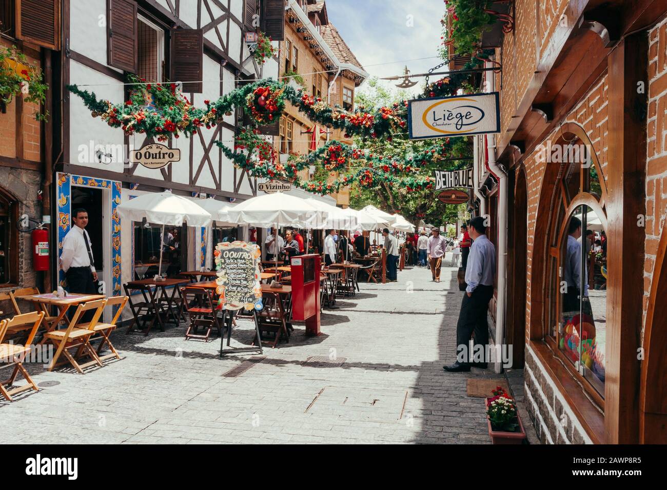 Pedestrian street scene, German and Swiss inspired style European ...