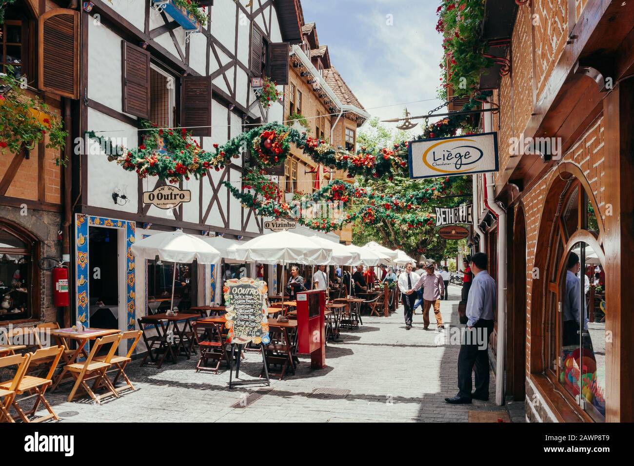 Pedestrian street scene, German and Swiss inspired style European ...