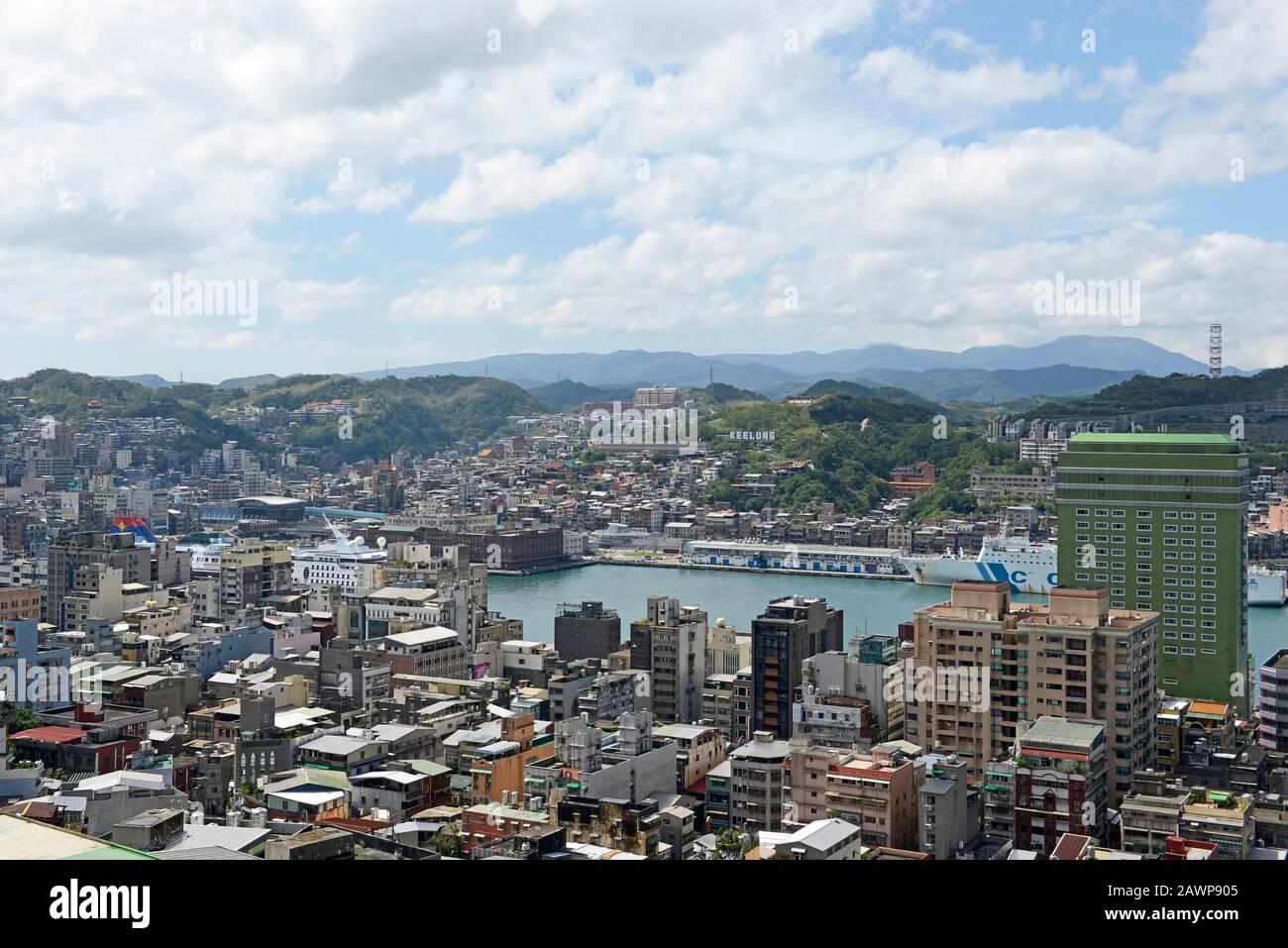 A view of the harbour area of Keelung city in northern Taiwan Stock ...