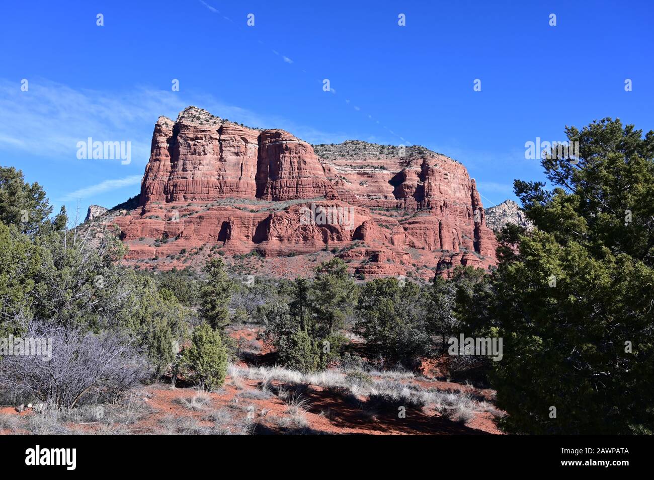 Courthouse Butte rock formation near Oak Creek, Arizona on clear winter ...