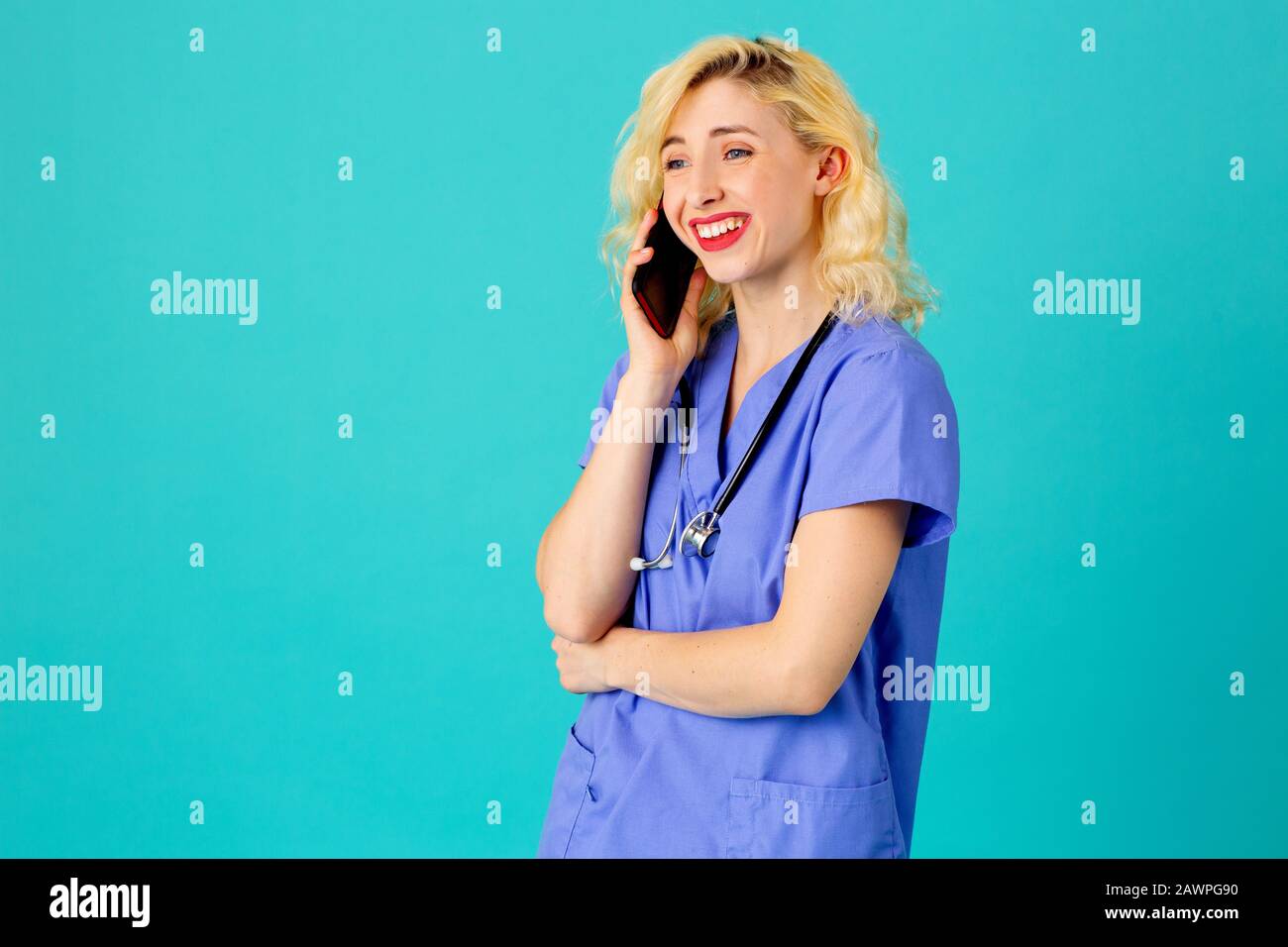 Talking woman uniform hi-res stock photography and images - Alamy