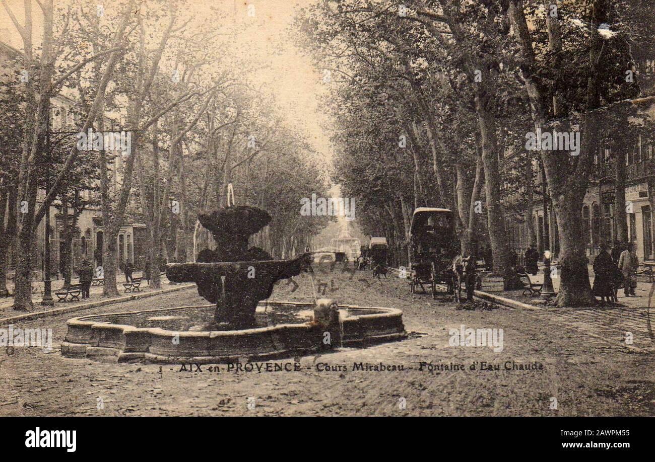 Fontaine des Neuf-Canons Cours Mirabeau Aix-en-Provence 1914 Stock ...