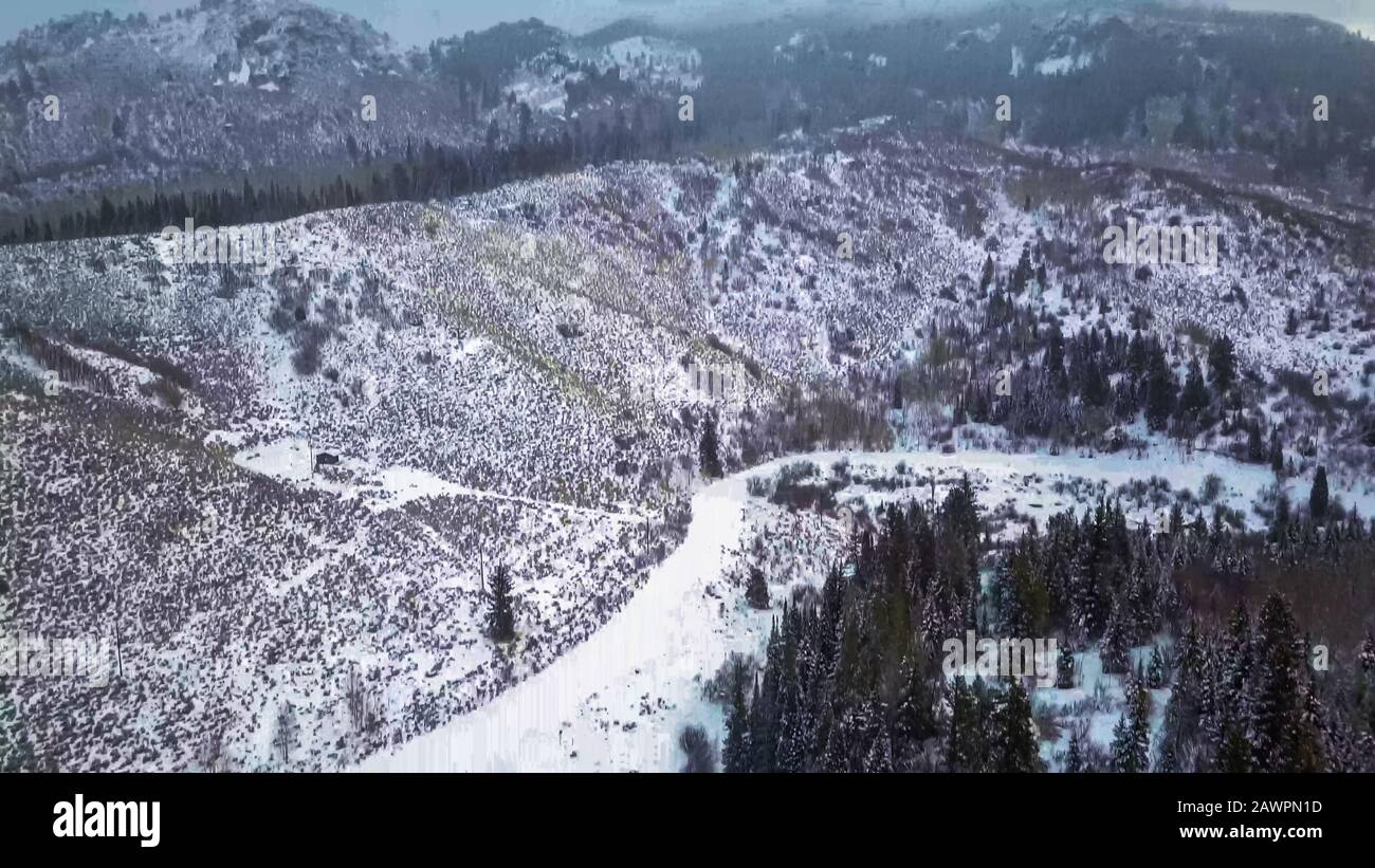 Aerial view of mountains in the Winter Stock Photo - Alamy