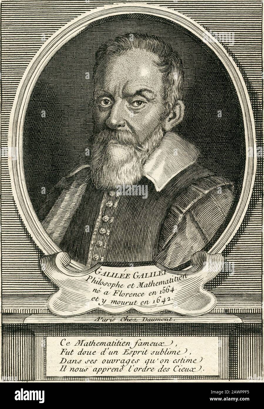 GALILEO GALILEI ( Pisa 1564 - Arcetri 1642 ), french engraving from the ...