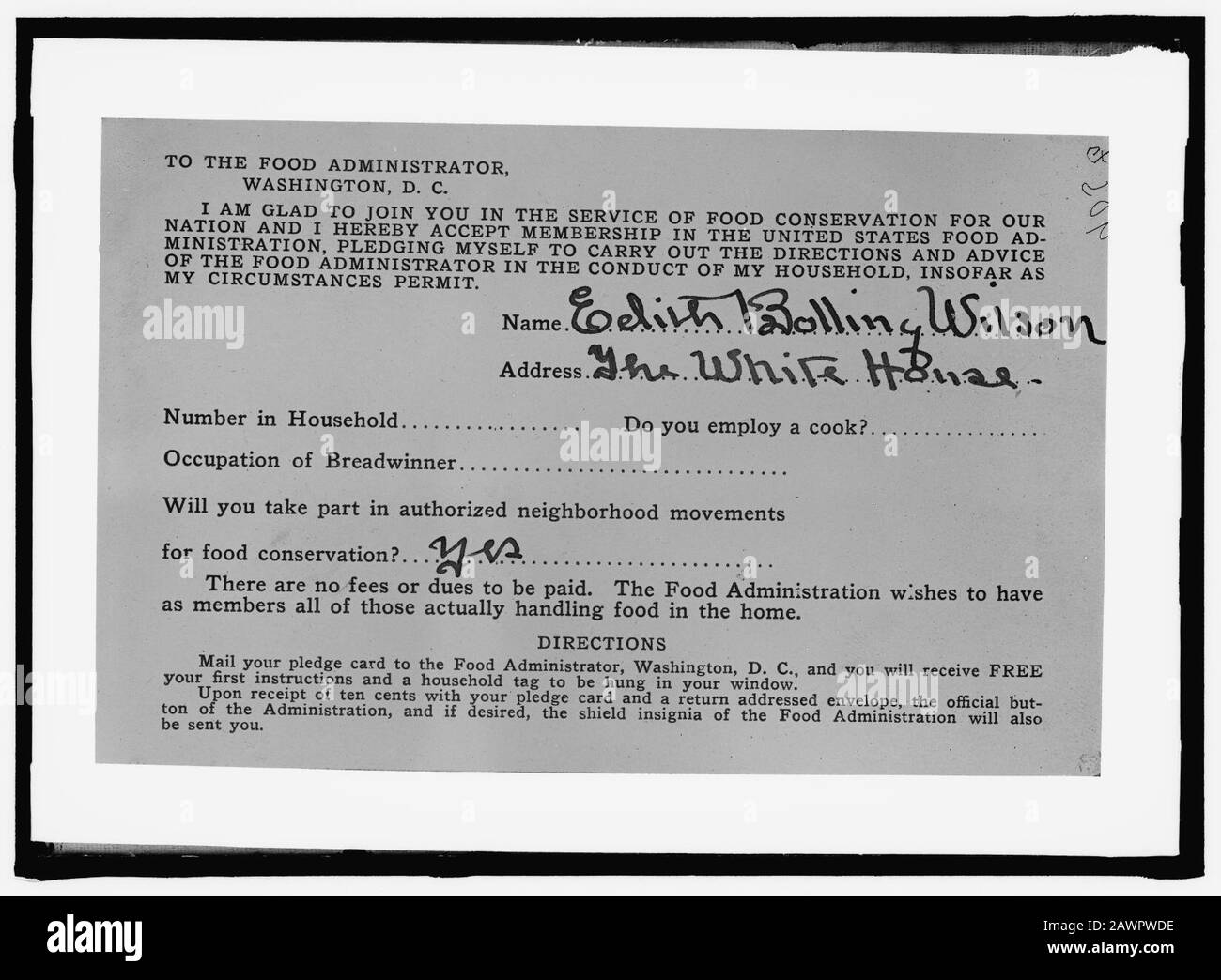 FOOD ADMINISTRATION, U.S. CERTIFICATE Stock Photo - Alamy