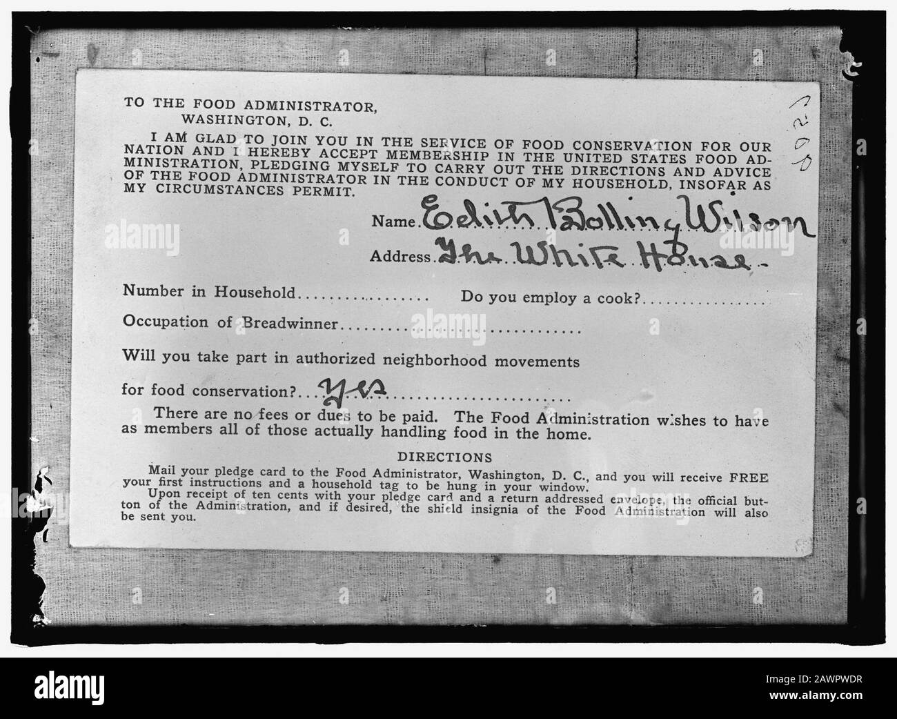 FOOD ADMINISTRATION, U.S. CERTIFICATE Stock Photo - Alamy