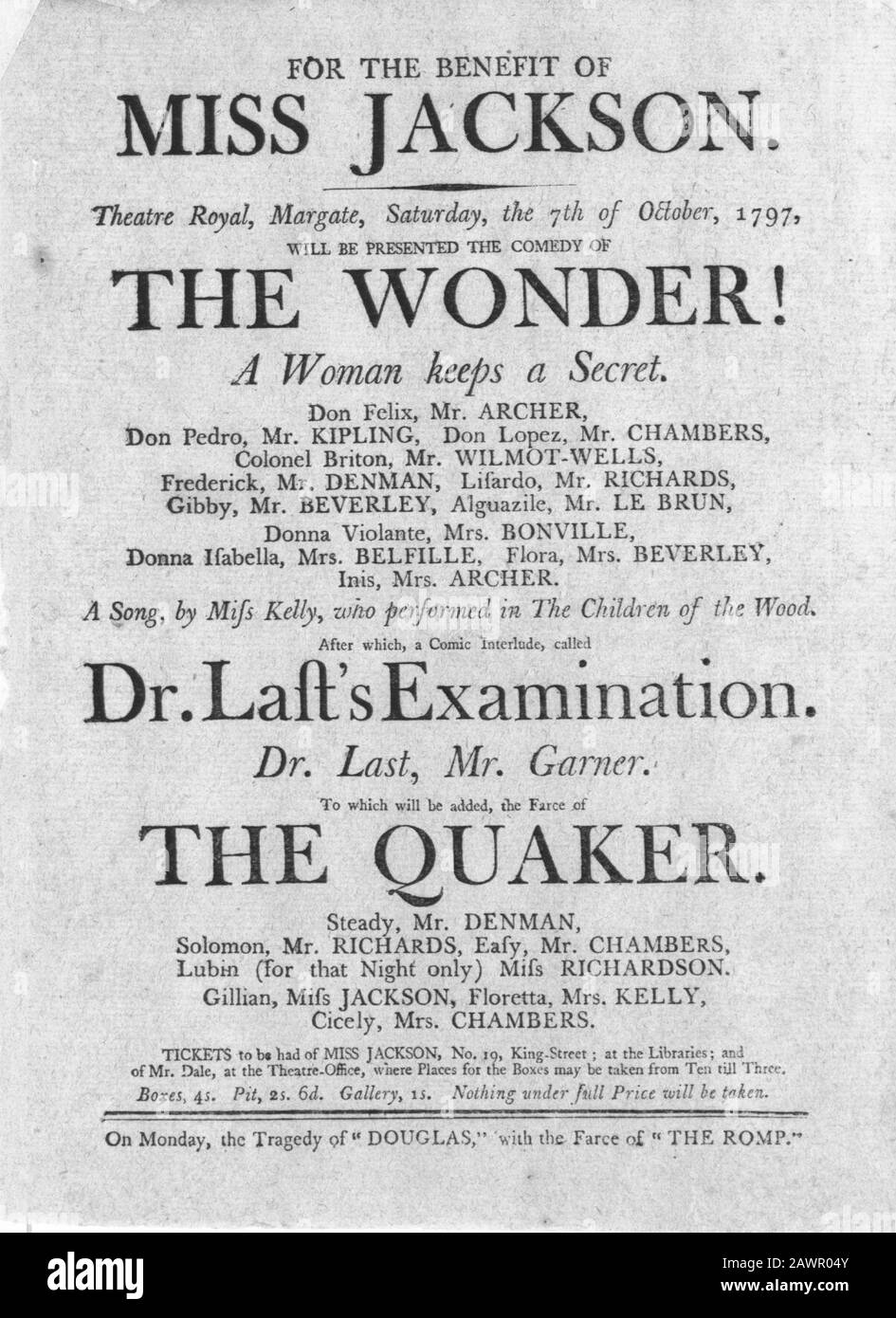 For the benefit of Miss Jackson Stock Photo - Alamy