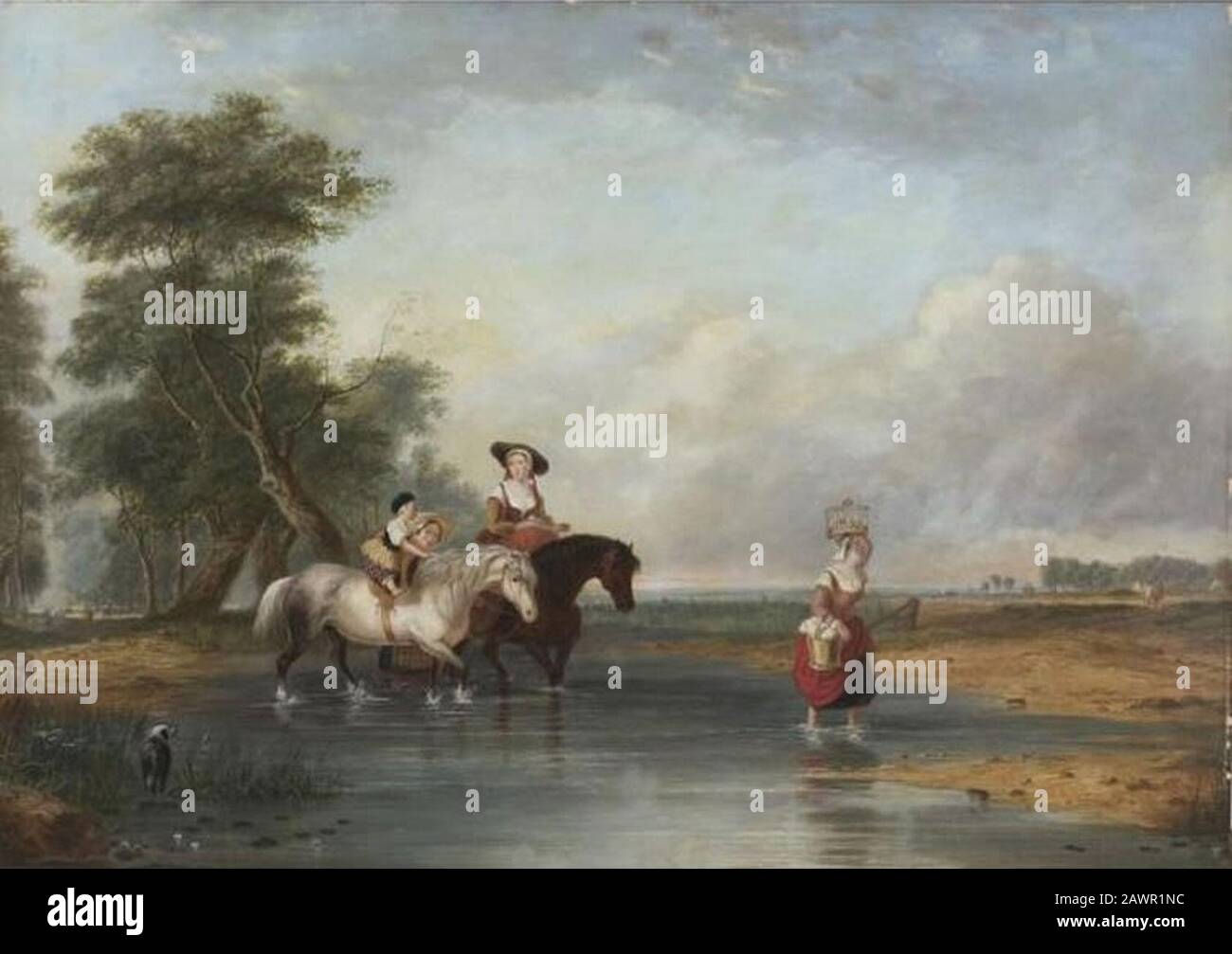 Fording a River oil painting by Cornelius Krieghoff Stock Photo - Alamy