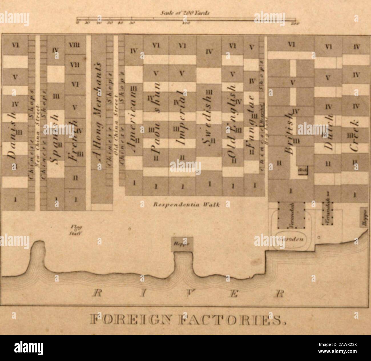 Foreign factories, 1840 Stock Photo - Alamy