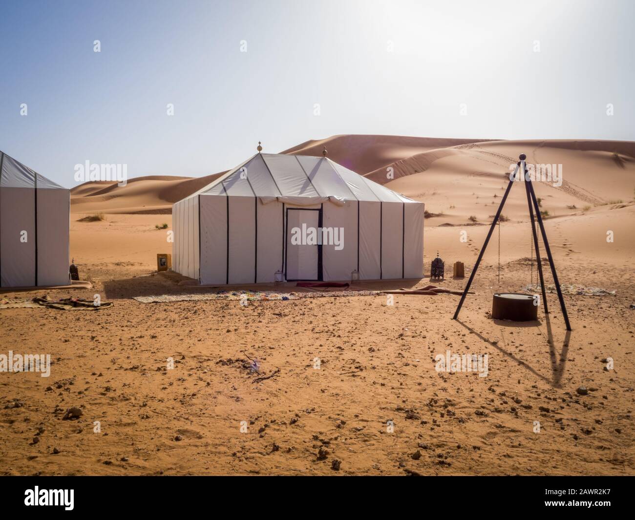 White Berber tent in the Sahara Desert, Morocco during the daytime ...