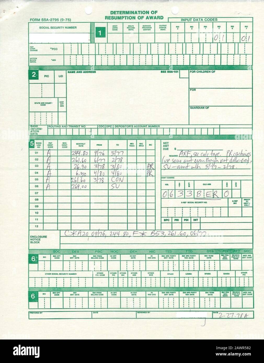 Form SSA-2795 in 1978 Stock Photo - Alamy