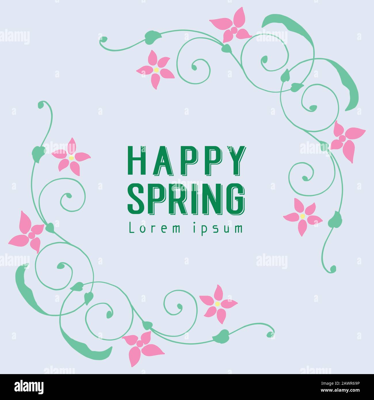 Seamless pattern of leaf and flower frame, for happy spring invitation ...