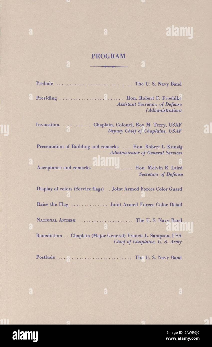 Forrestal Building Dedication Program 02 Stock Photo - Alamy