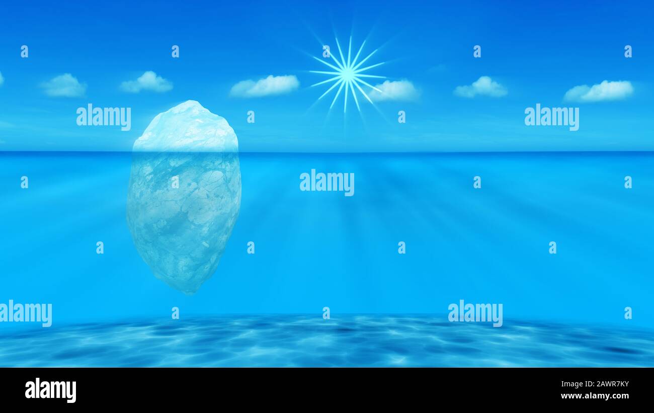 The 3d rendering of big ice stone on the sea Stock Photo - Alamy
