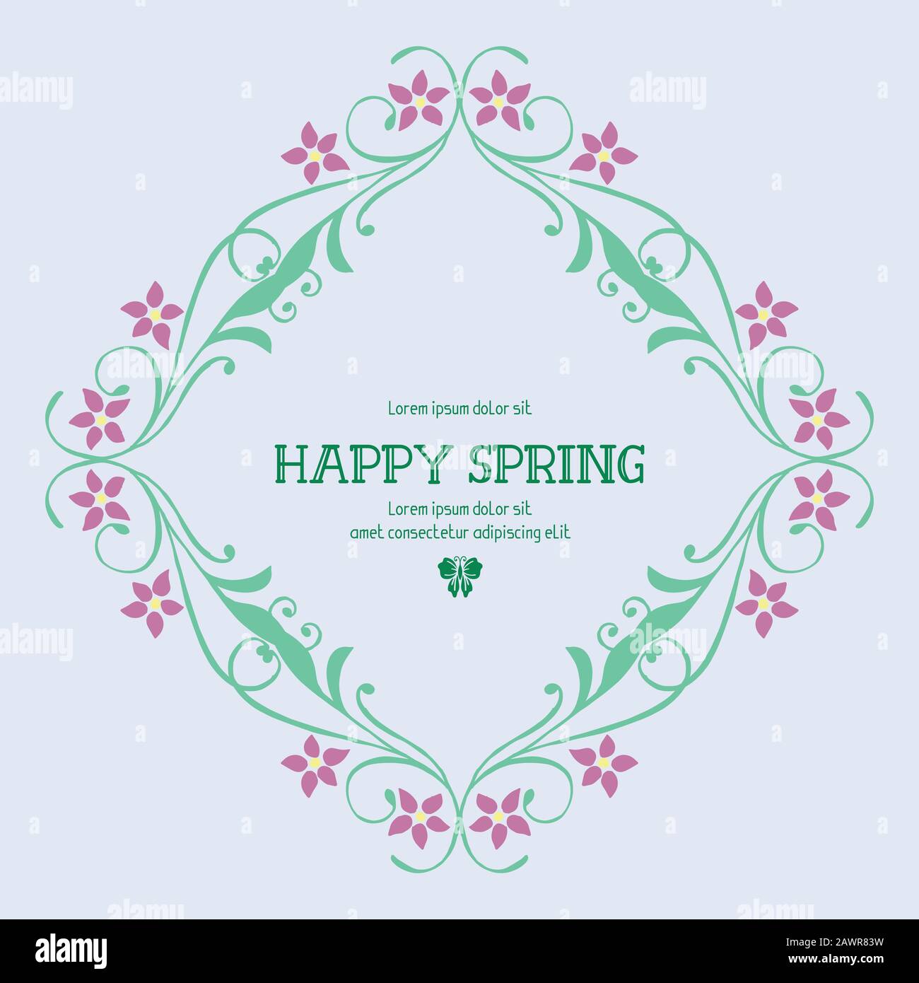 Happy spring greeting wallpaper card design, with seamless pattern of ...