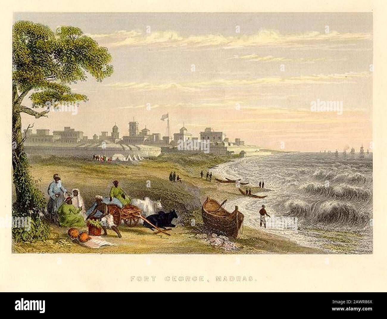 Fort George Madras a steel engraving from the 1850's Stock Photo - Alamy